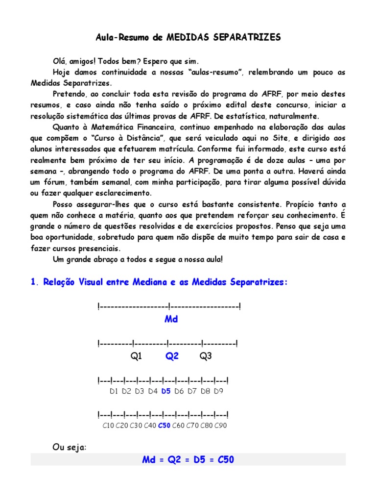 Medidas Separatrizes | PDF | Ensino de Matemática | Xadrez