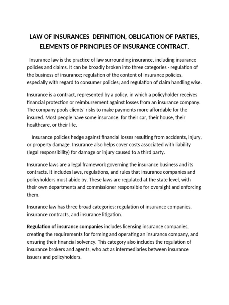 Law of Insurances | PDF | Insurance | Home Insurance