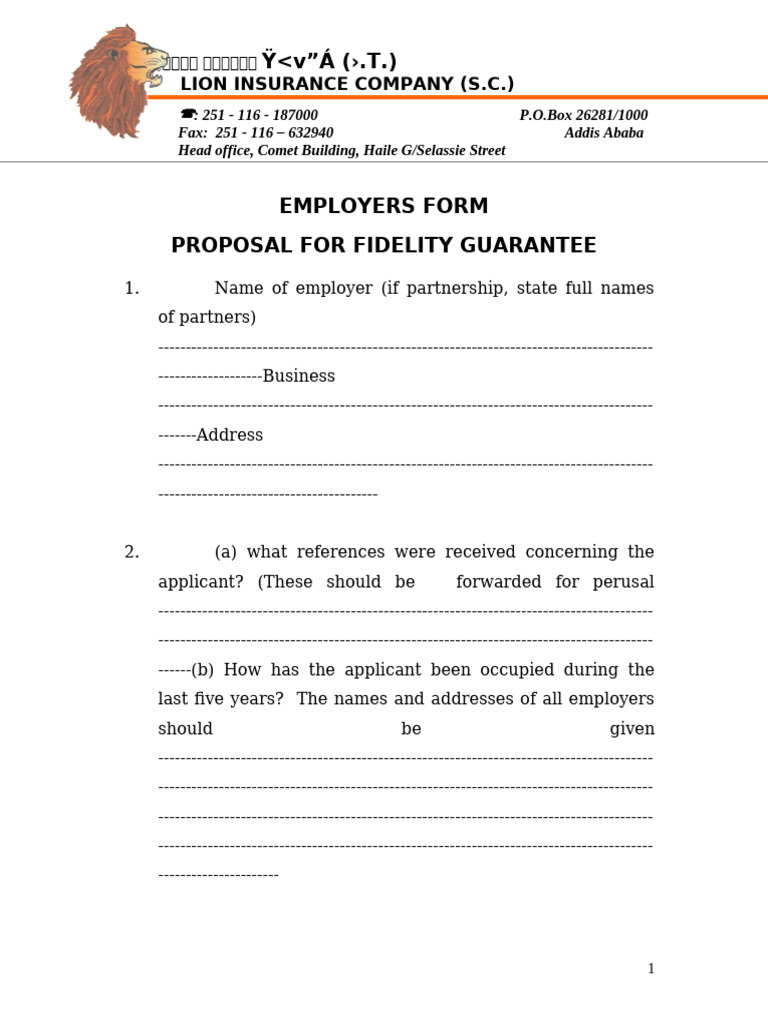 Fidelity Proposal Form | PDF