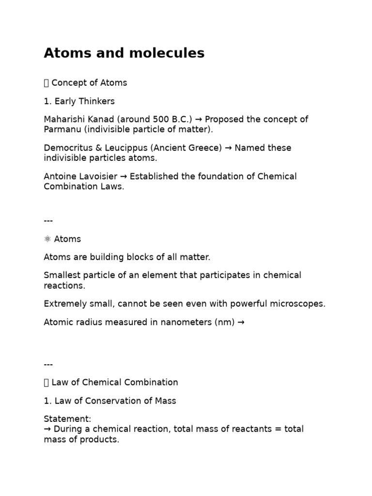 Atoms and Molecules | PDF