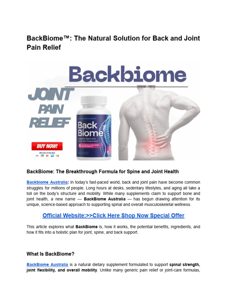 BackBiome: Natural Back Pain Relief | PDF | Joint | Musculoskeletal System