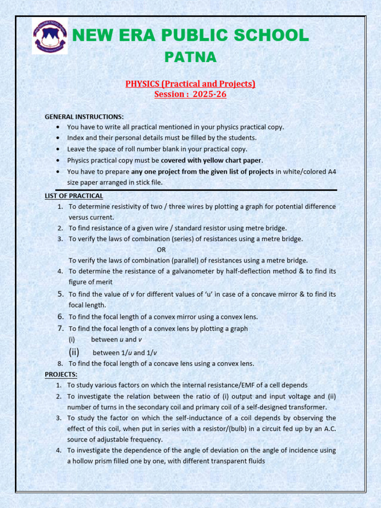 PHYSICS Practical & Projects | PDF