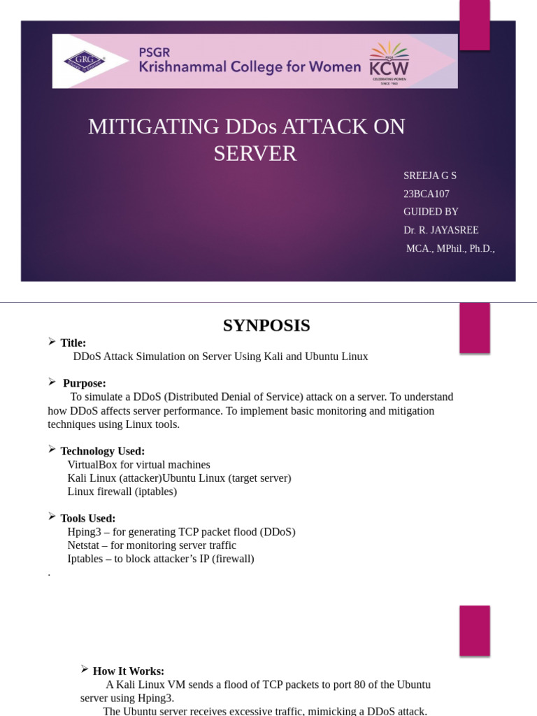 Mitigating DDOS Attack on Server | PDF | Denial Of Service Attack ...