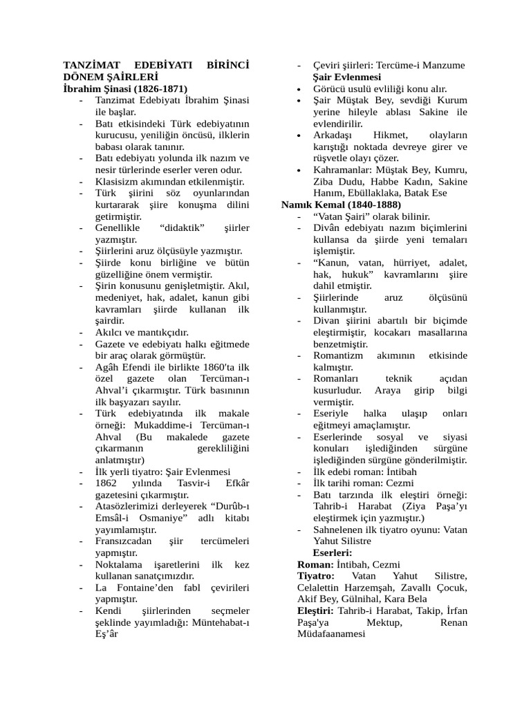 Sınıf Tanzimat Birinci Dönem | PDF