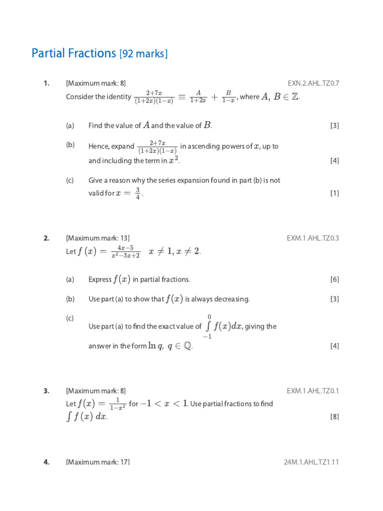 Partial Fractions and Series Expansion | PDF | Mathematics | Arithmetic