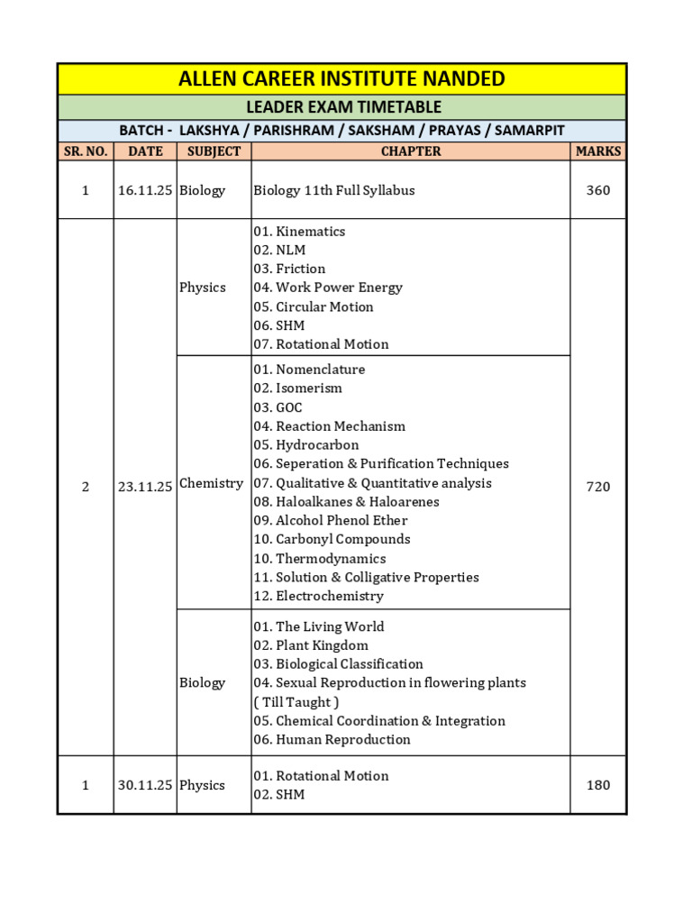 REP - Exam Schedule Nov-1 | PDF