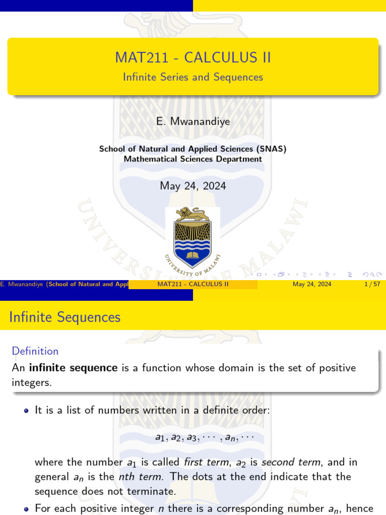 Infinite Sequences and Series | PDF | Limit (Mathematics) | Sequence