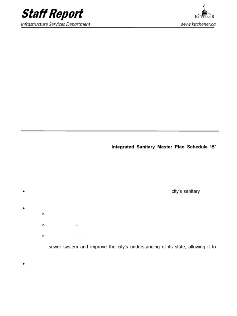 Integrated Sanitary Master Plan Report | PDF | Sanitary Sewer ...