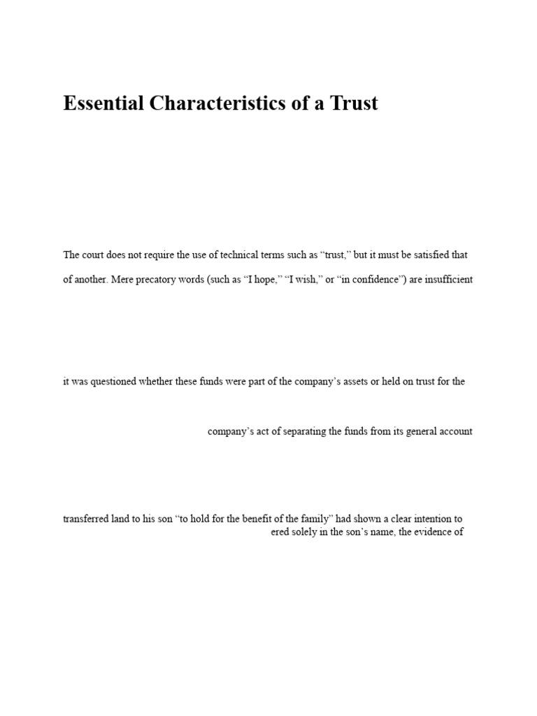 Essential Trust Characteristics Explained | PDF | Trustee | Fiduciary