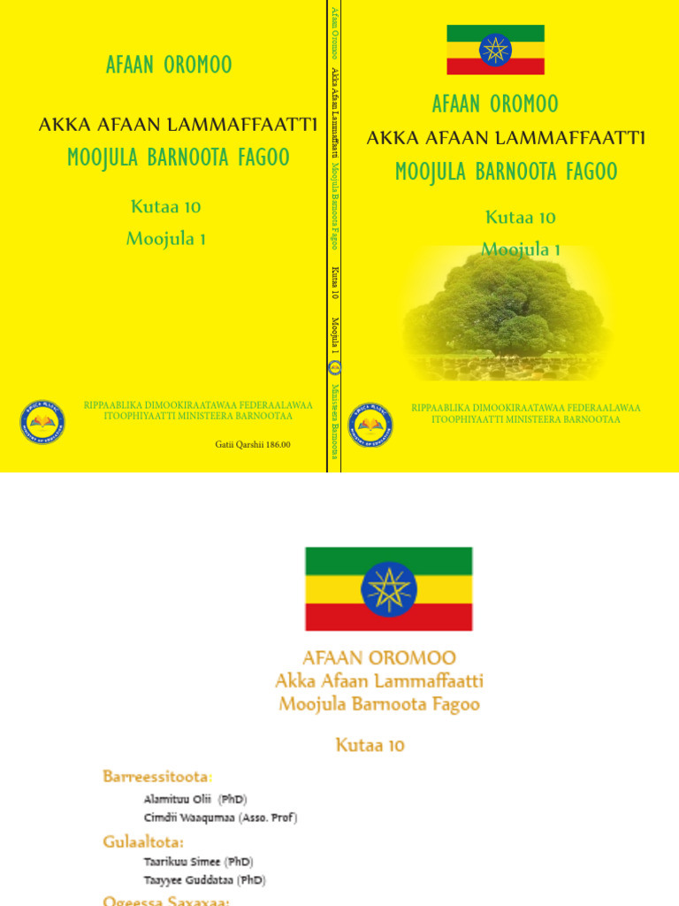 Afaan Oromoo Kutaa 10 Moojula Barnoota Fagoo | PDF | Ethiopia