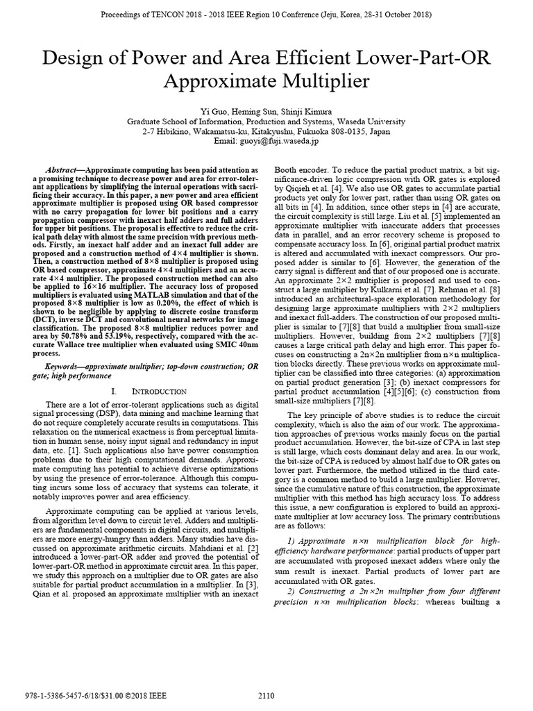 Design of Power and Area Efficient Lower-Part-Or Approximate Multiplier ...