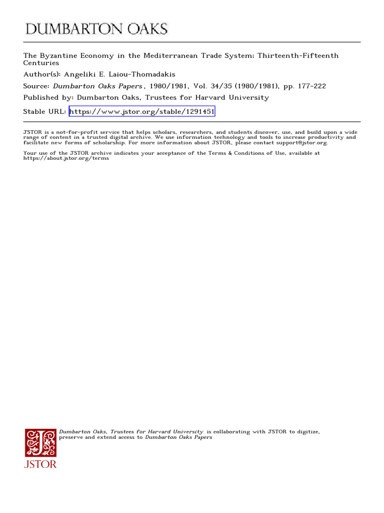 The Byzantine Economy in The Mediterranean Trade System | PDF ...