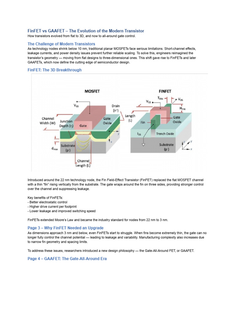 FinFET Vs GAAFET - The Evolution of The Modern Transistor | PDF | Field ...