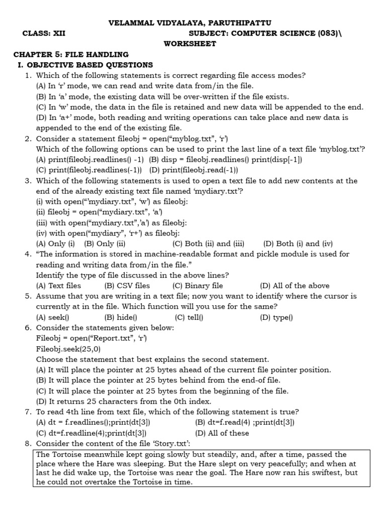 File Handling Objectives | PDF | Text File | Computer Science