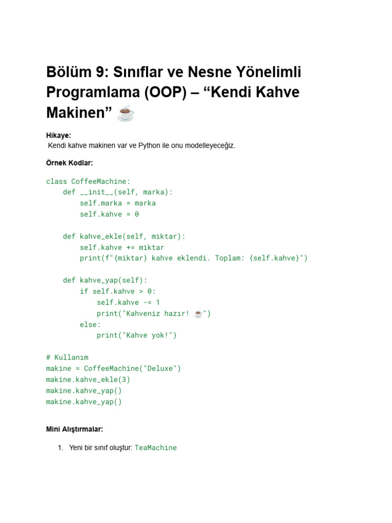 Bölüm 9_ Sınıflar ve Nesne Yönelimli Programlama (OOP) – “Kendi Kahve ...