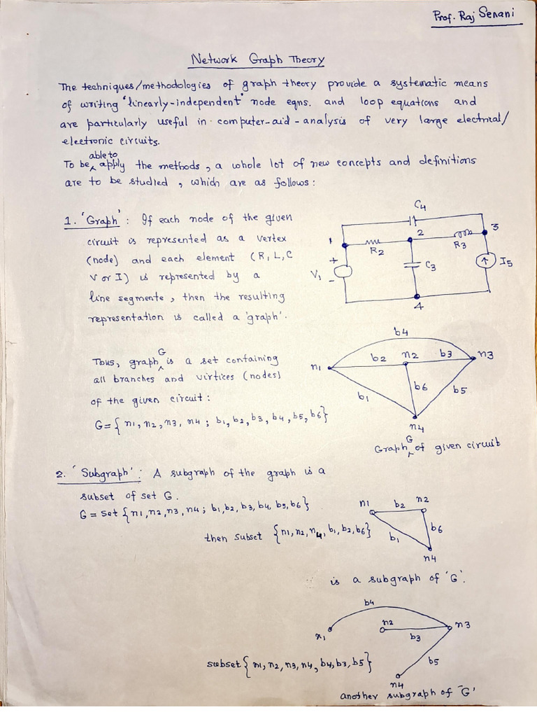 CH 2 -Network Graph Theory Raj Senani | PDF | Vertex (Graph Theory) | Mathematical Concepts