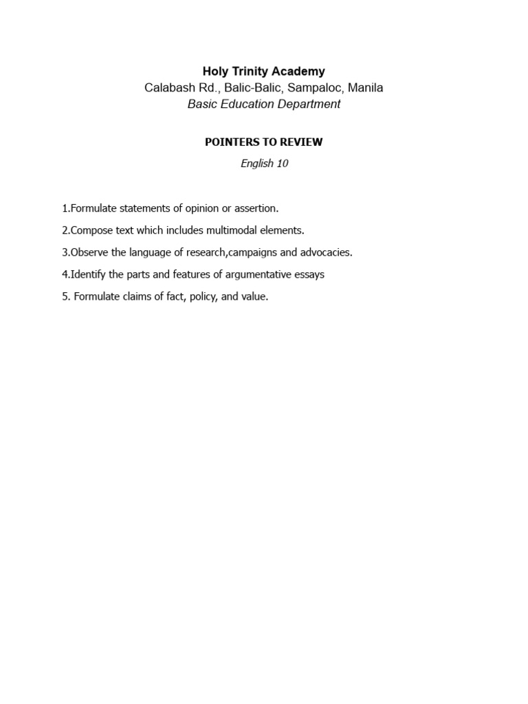 G10 English Pointers | PDF