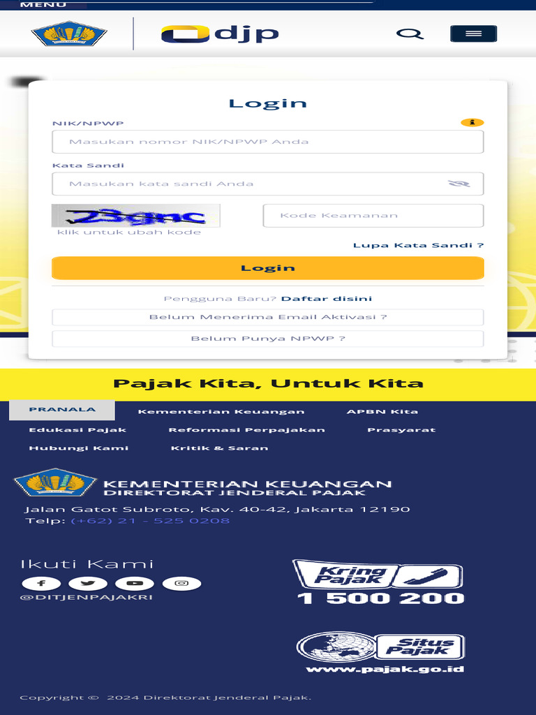 Login Direktorat Jenderal Pajak | PDF