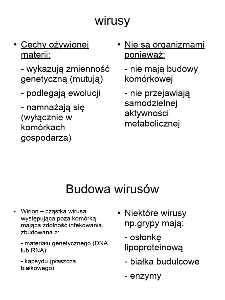 Prezentacja Wirusy | PDF