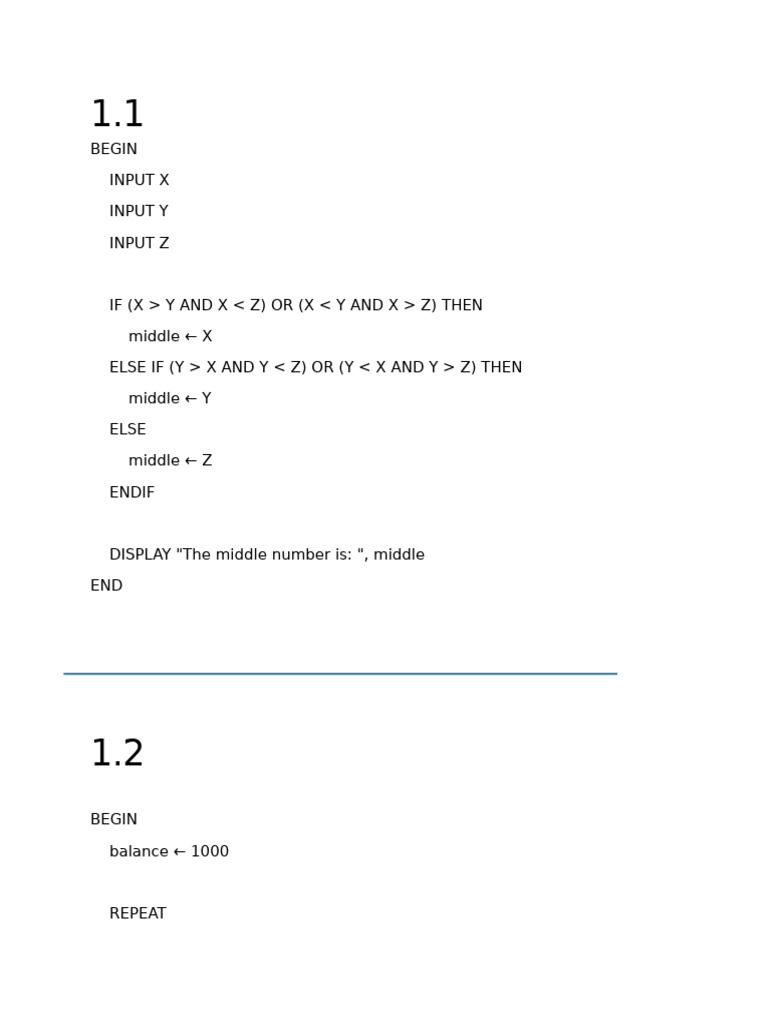 Find Middle Number and Manage Balance | PDF