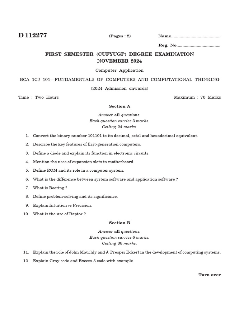 Fundamentals of Computers and Computational Thinking | PDF | Office Equipment | Computing