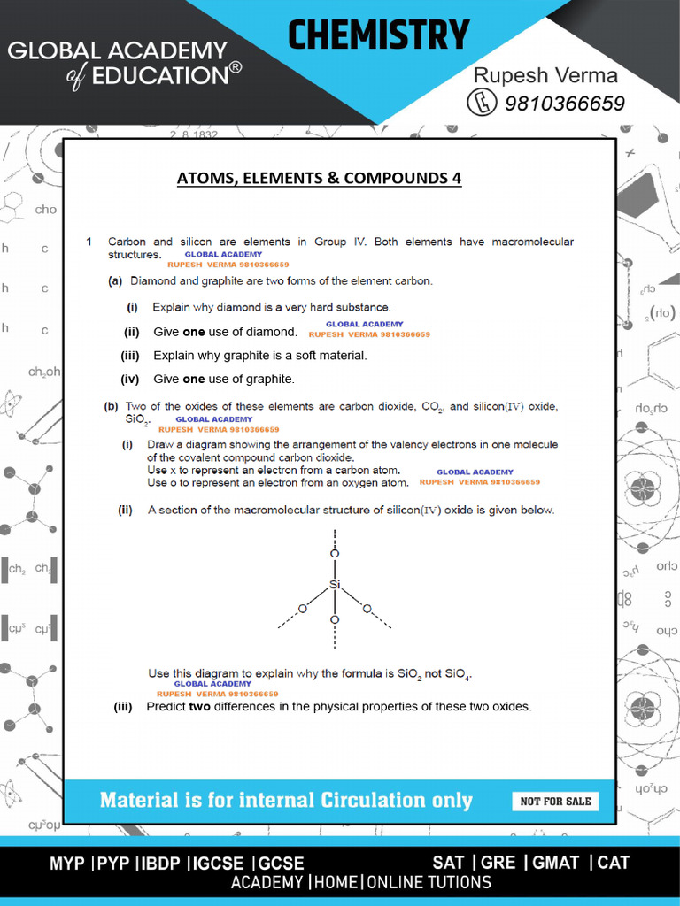 Atoms, Elements & Compounds 4 Qs | PDF