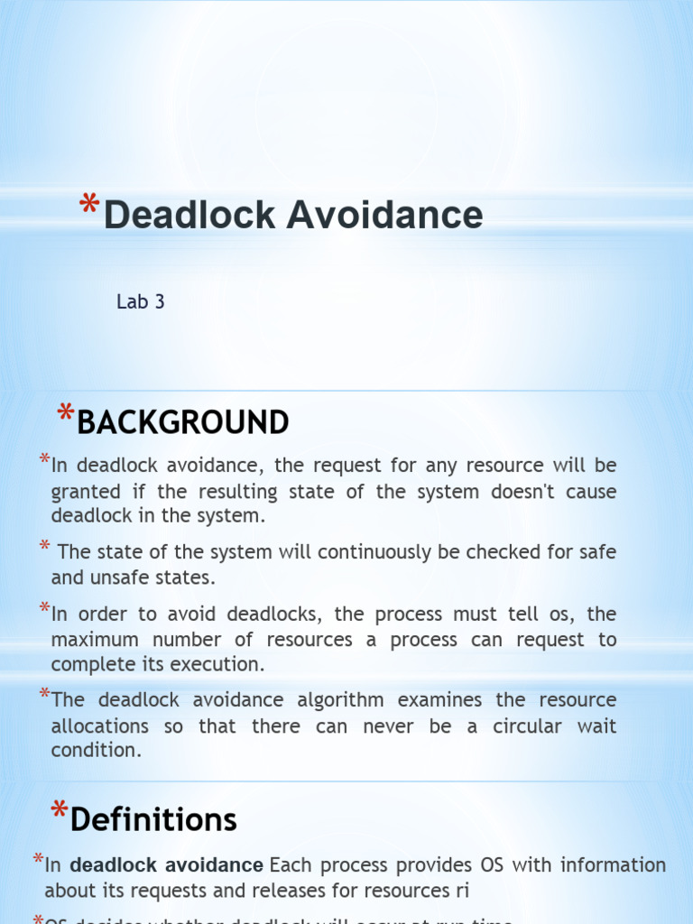 Deadlock avoidance | PDF | Concurrency (Computer Science) | Applied ...