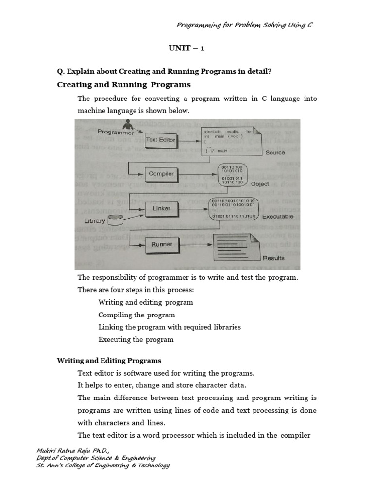 Fy 1 C-Language Material - Unit-1 | PDF | Integer (Computer Science ...