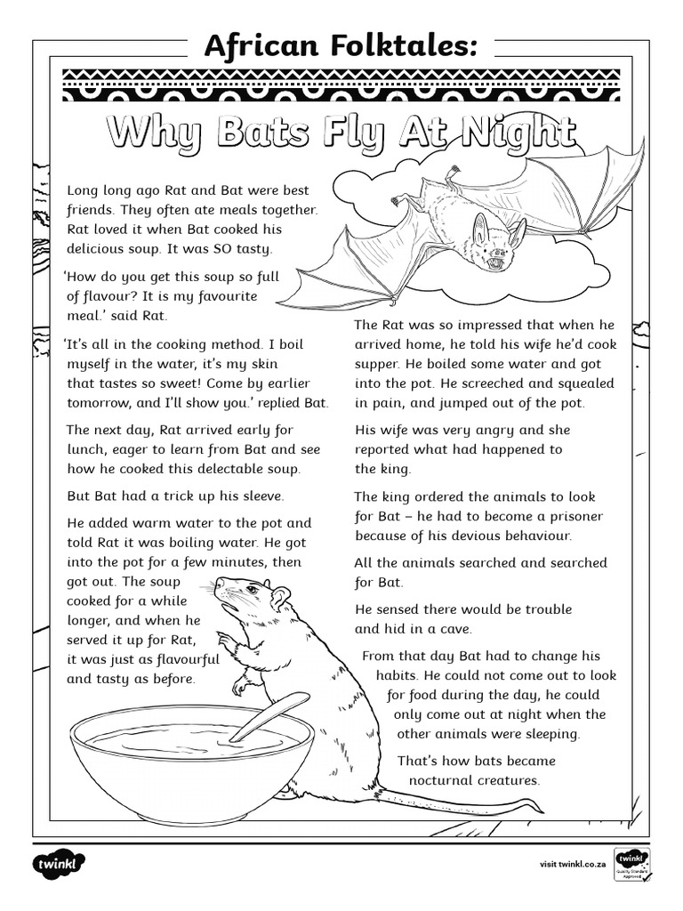 african-folktales-why-bats-fly-at-night-black-and-white | PDF