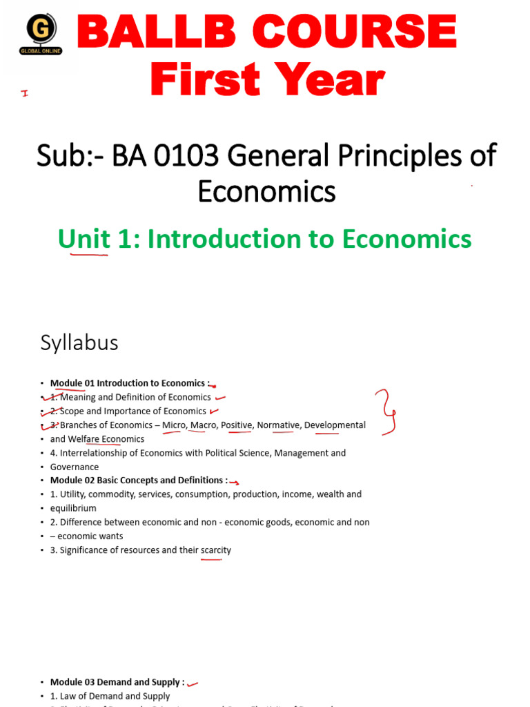 Module 01 Introduction To Economicsba | PDF | Cost Of Living | Economics