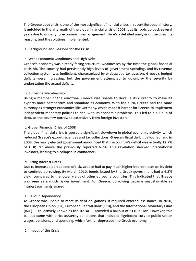 Greece's 2008 Financial Crisis Explained | PDF | Greek Government Debt ...