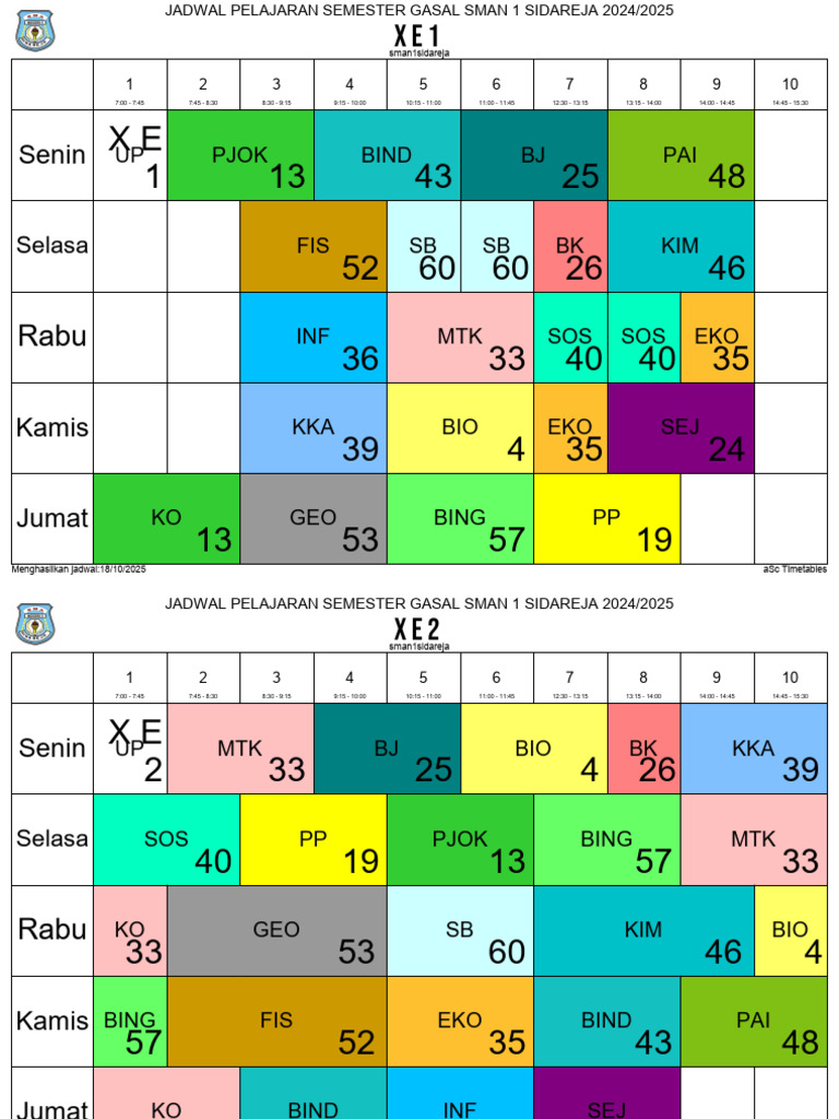 Jadwal Per 3 Nov (Kelas) | PDF