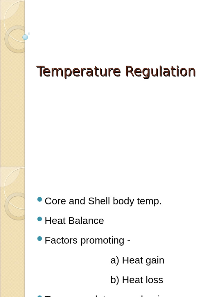 Temp Regulation Lect | PDF | Thermoregulation | Hypothermia