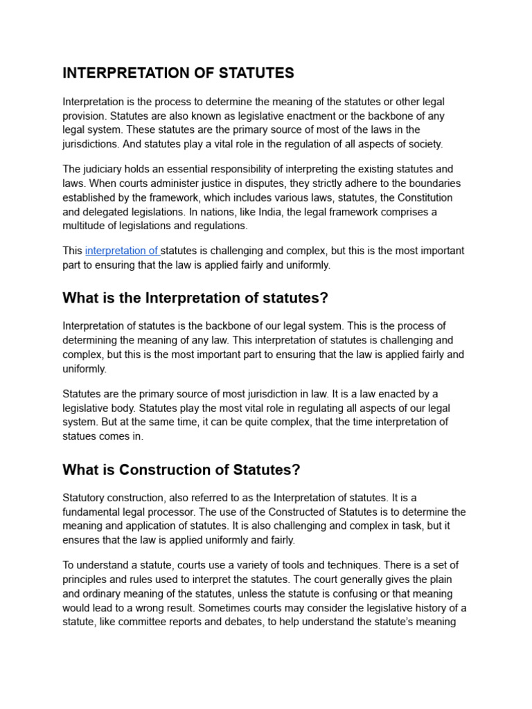 Interpretation of Statutes | PDF | Statutory Interpretation | Justice