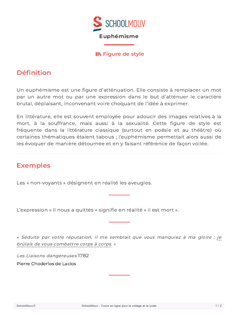 Euphemisme 2 Figure de Style | PDF