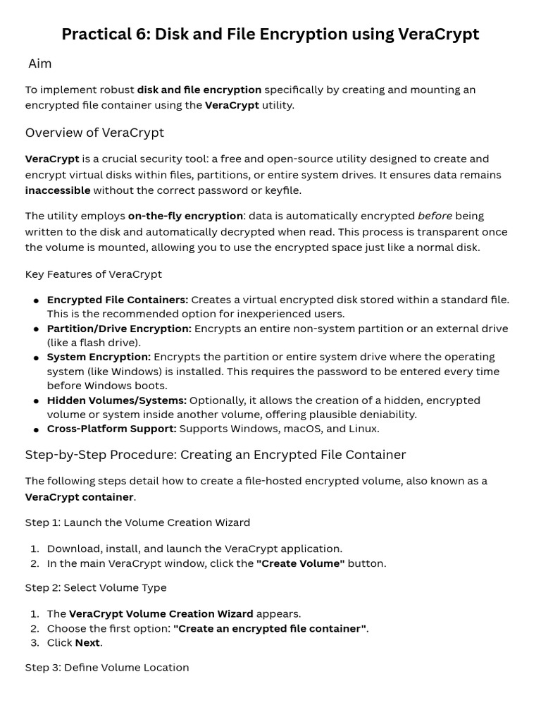 Practical 6 Disk and File Encryption (3) | PDF | Transport Layer Security | Key (Cryptography)
