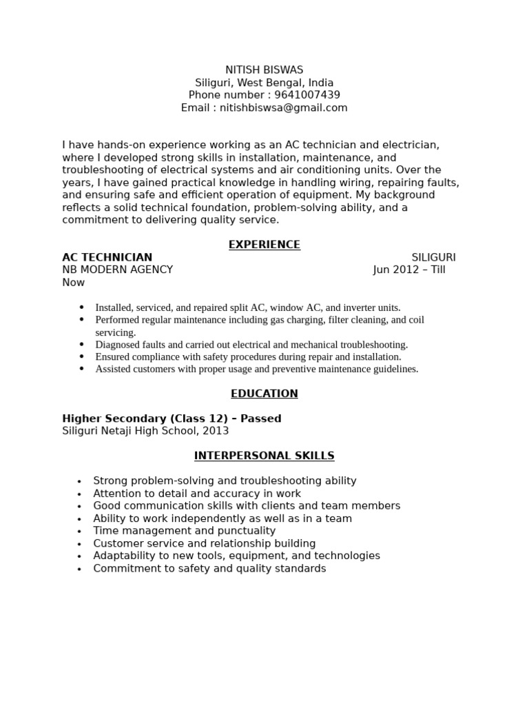 CV Format | PDF