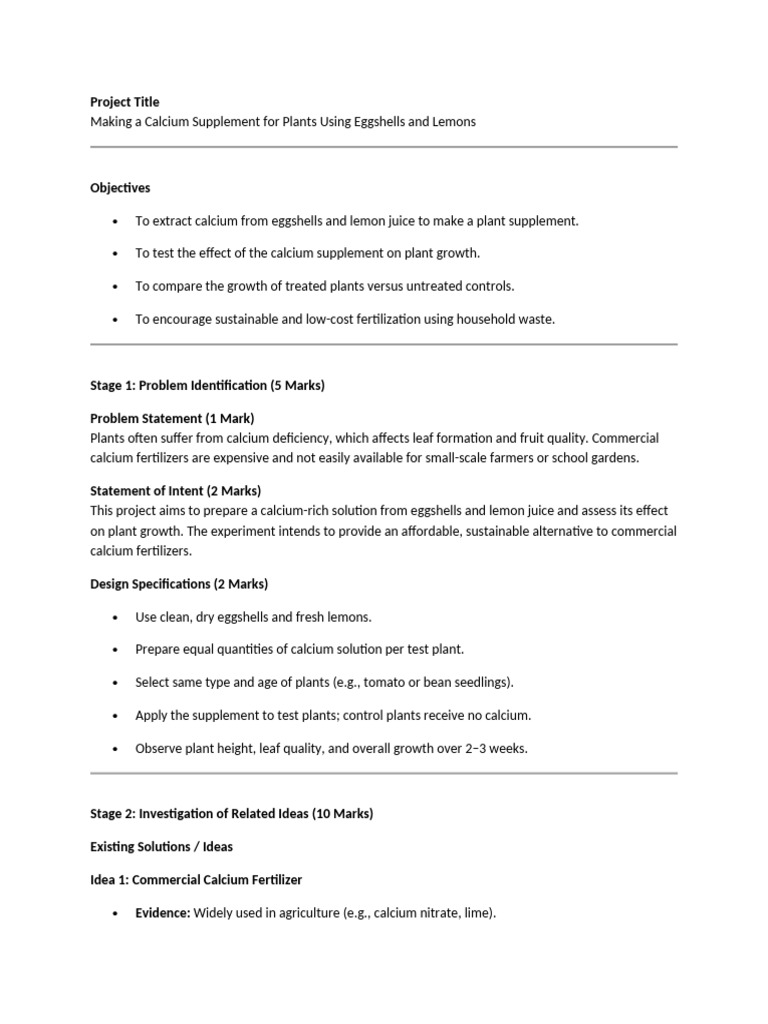 Making A Calcium Supplement For Plants Using Eggshells and Lemons | PDF ...