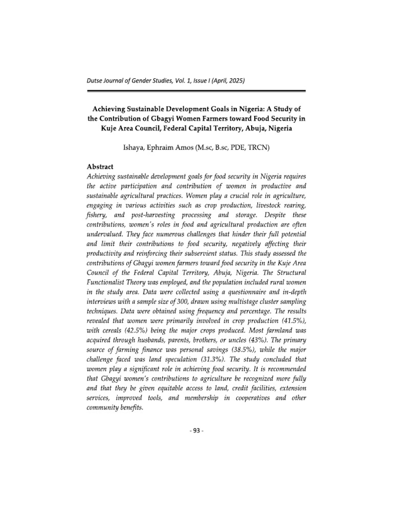 Achieving Sustainable Development Goals in Nigeria A Study of The ...