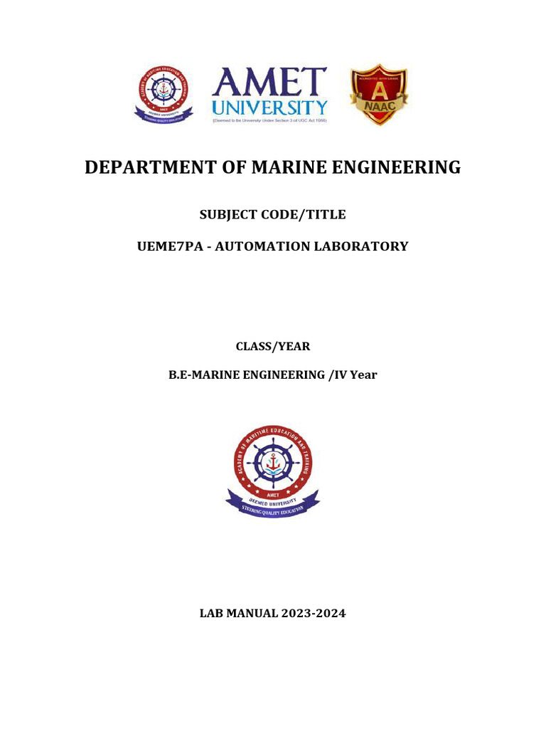 Automation Laboratory Lab Manual 2023-24 | PDF | Thermocouple | Electricity