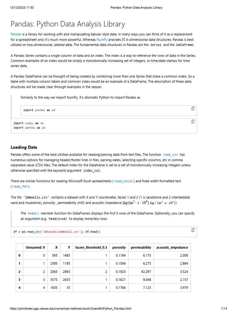 Pandas_ Python Data Analysis Library | PDF | Software Engineering | Computer Programming