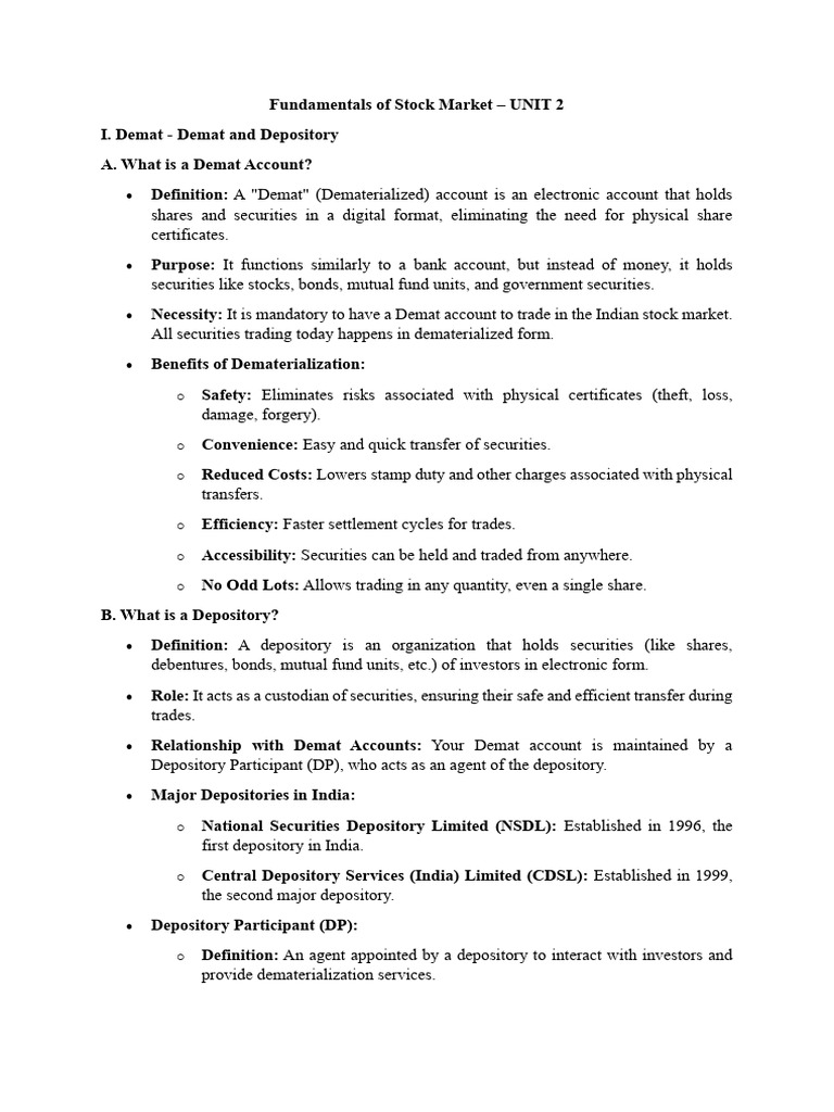 Fundamentals of Stock Market UNIT 2 | PDF | Investment Fund | Mutual Funds