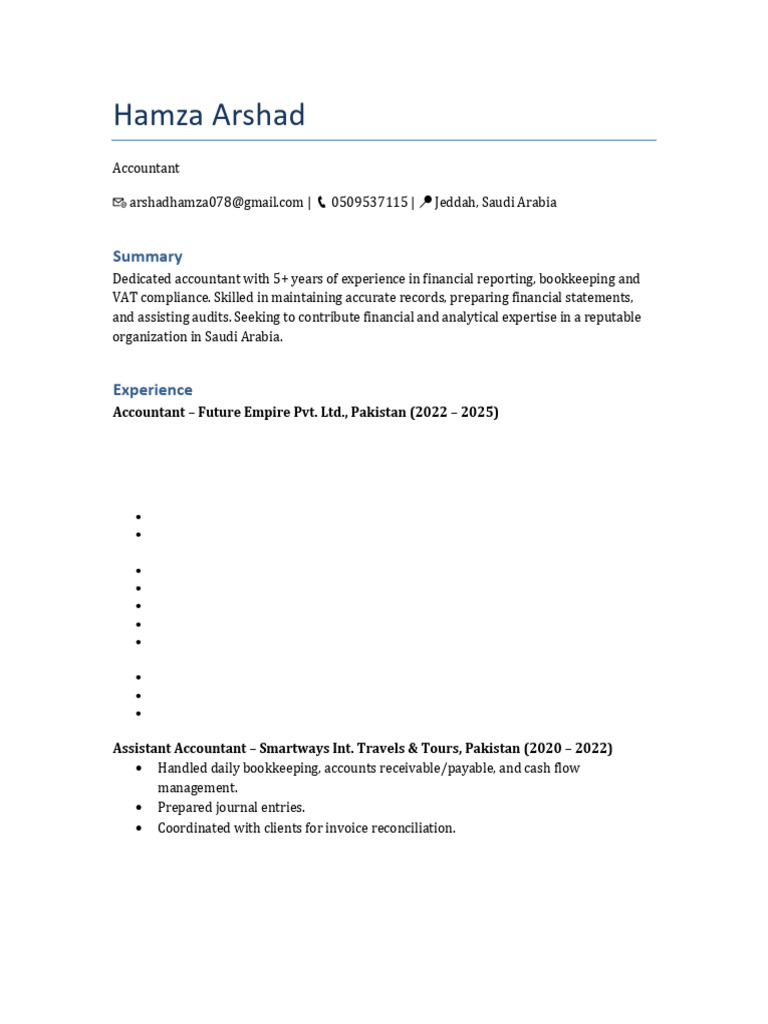 Hamza Arshad Cv-1 | PDF