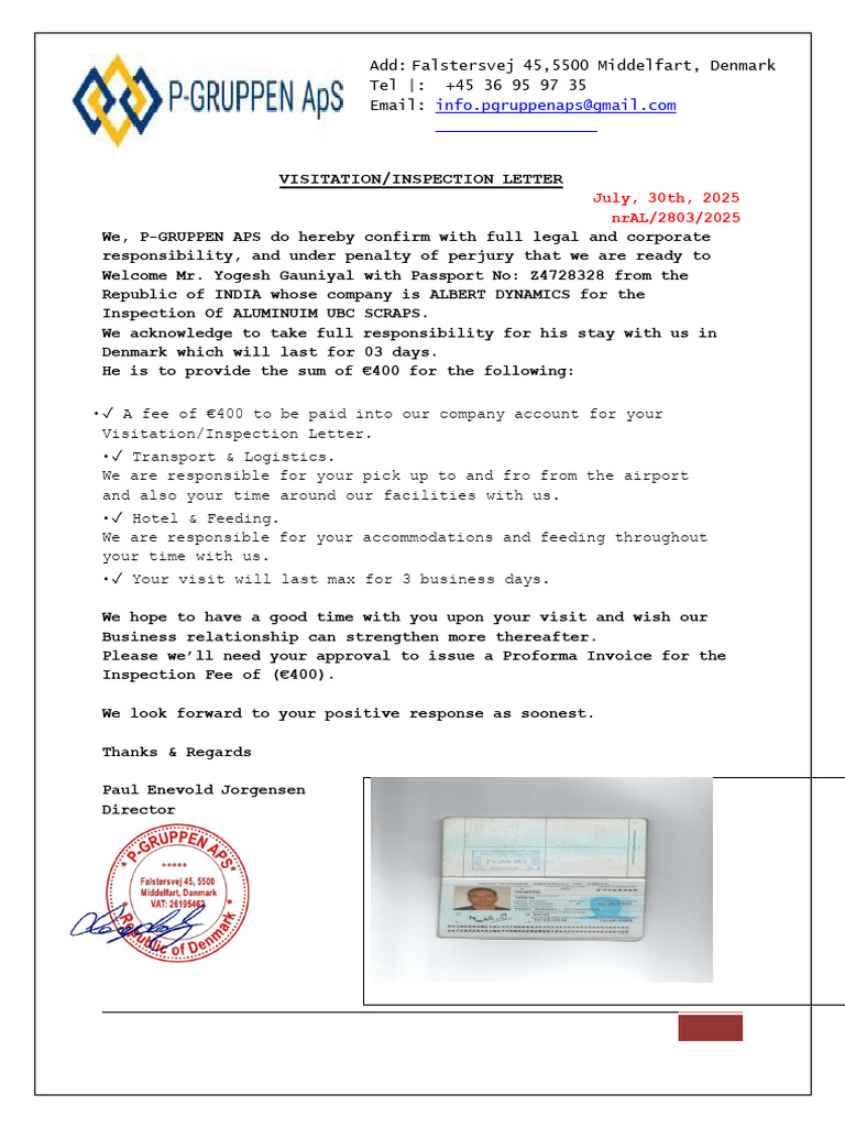 Visitation Inspection Letter MR Yogesh Gauniyal | PDF