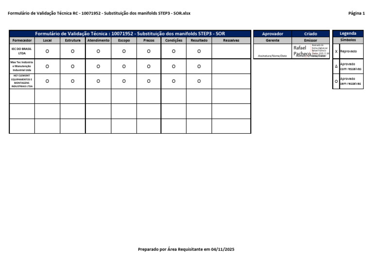 Validação Técnica Manifolds STEP3 SOR | PDF