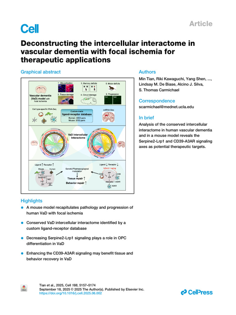 Deconstructing The Intercellular Interactome in Va | PDF | Cerebral ...
