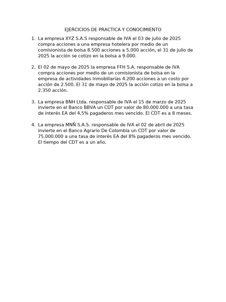 Ejercicios de Practica y Conocimiento | PDF