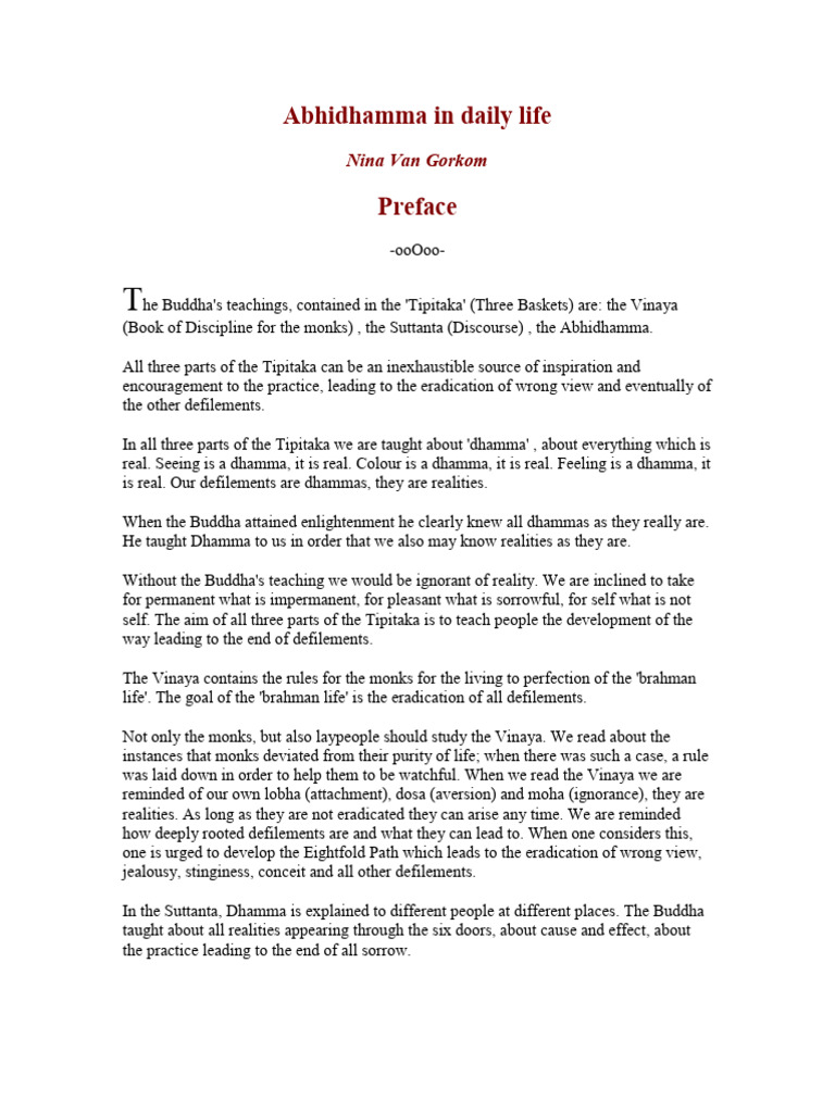 Abhidhamma in Daily Life | PDF | Religious Philosophical Concepts ...