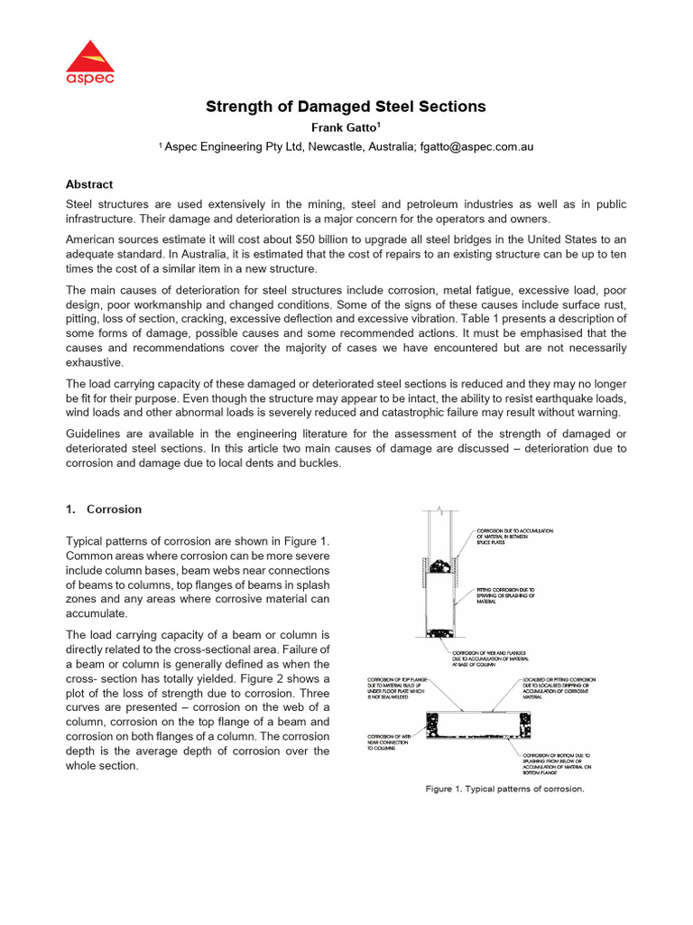 Assessing Strength of Damaged Steel Sections | PDF | Corrosion | Ductility