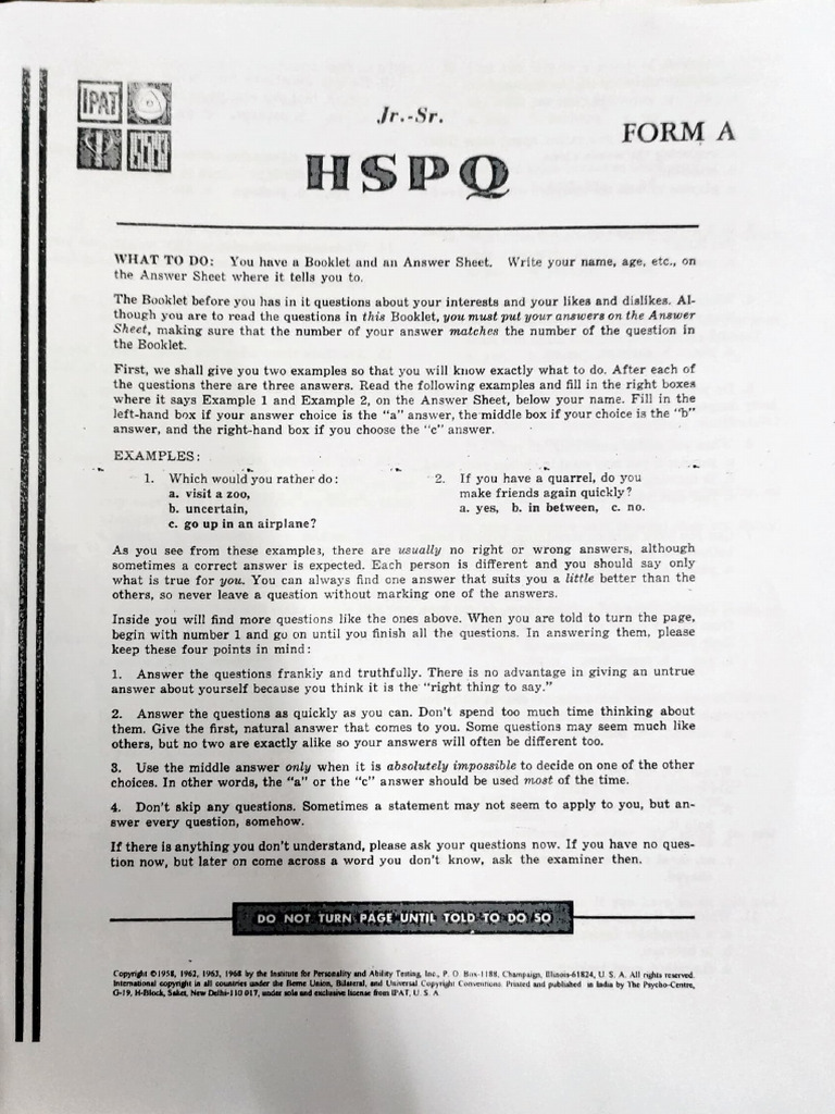 HSPQ Form A | PDF